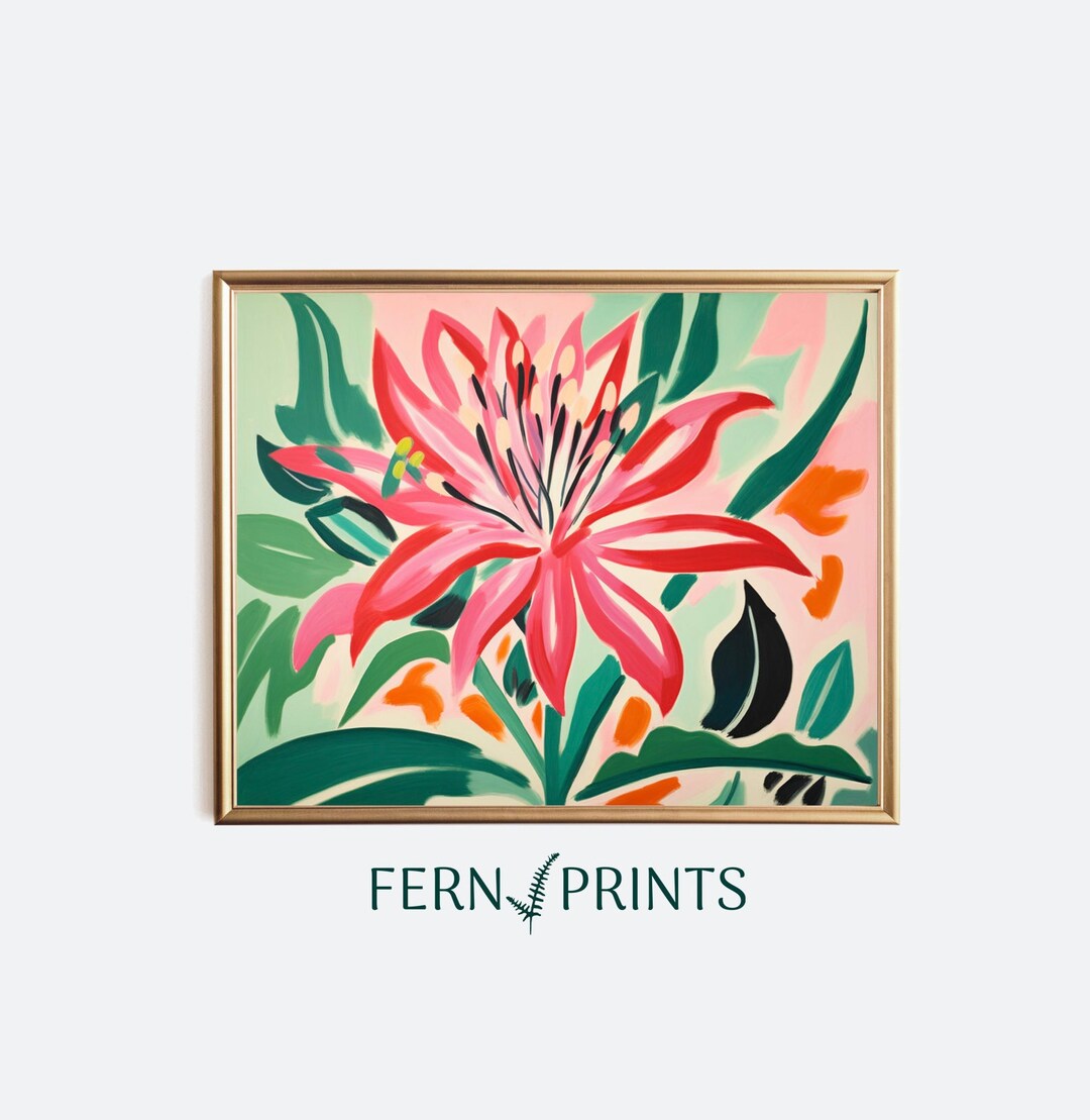 Red Lily Painting Floral Prints Wall Art Maximalist Wall Art Nature Art ...
