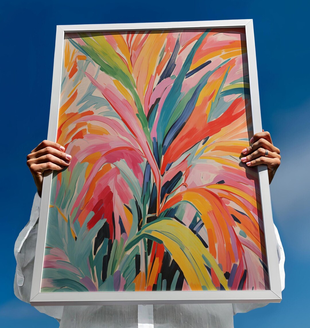 Tropical Wall Art Bright Boho Decor Tropical Bright Botanical Palm Leaf ...