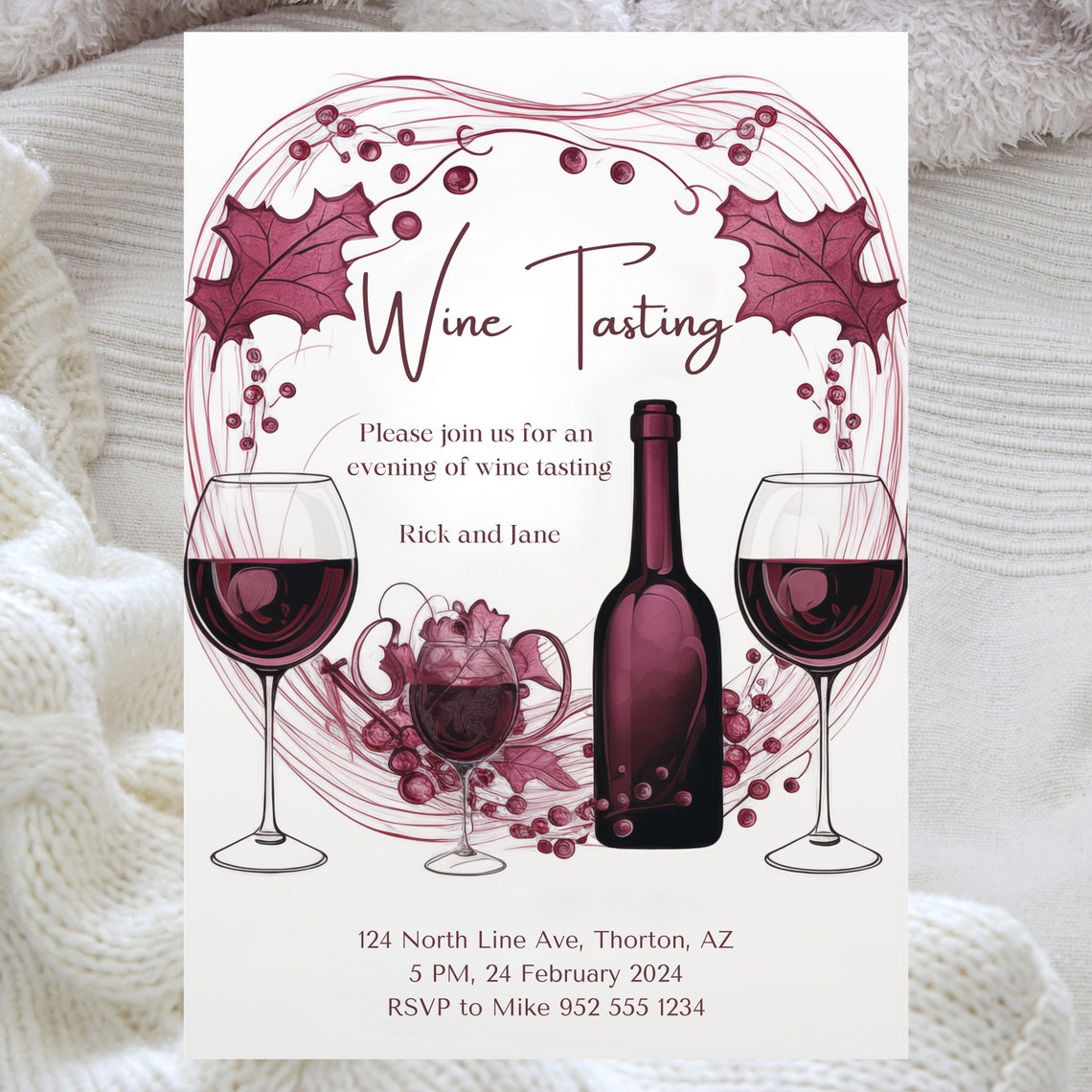 Editable Wine Tasting Invitation Template, Wine Party, Vineyard Event ...