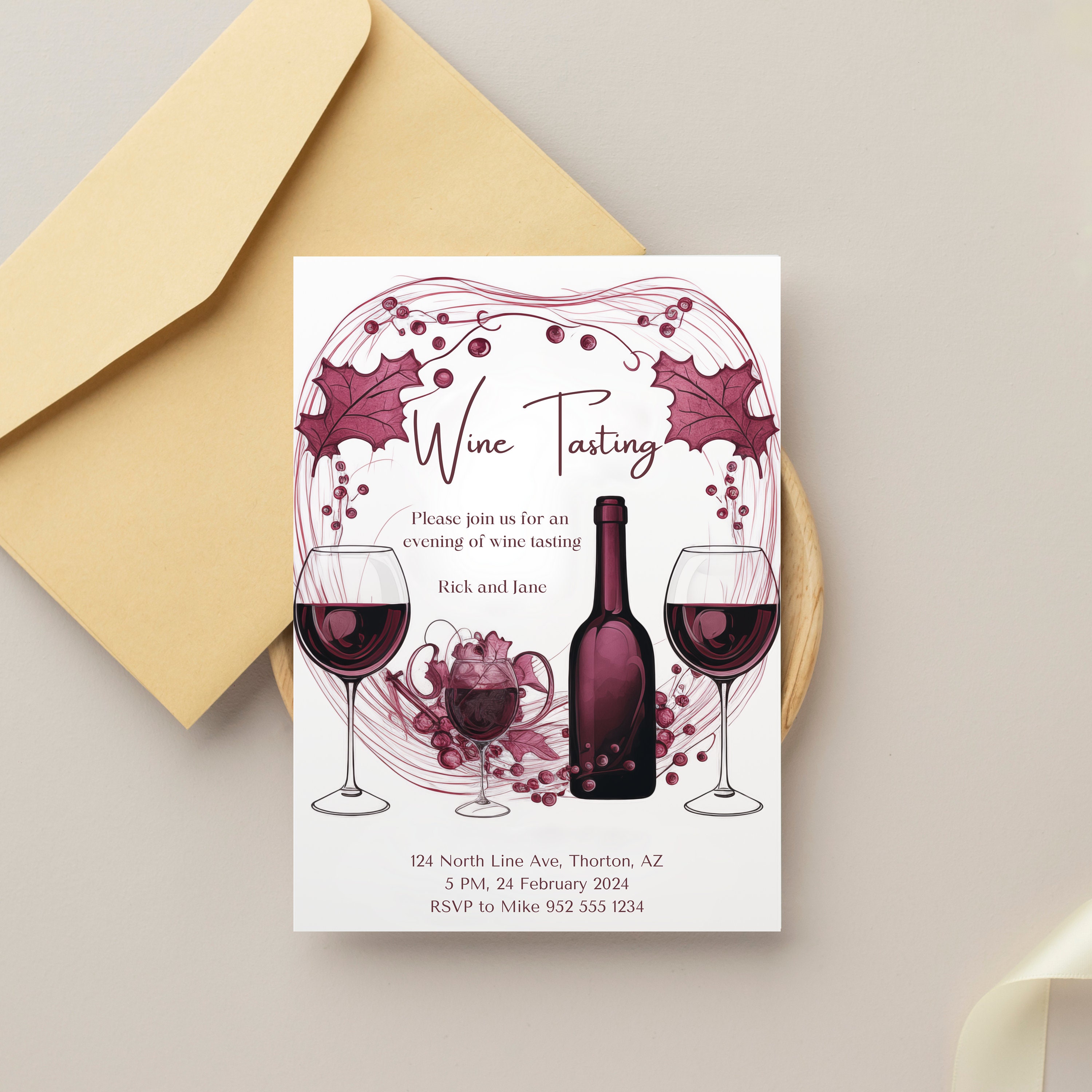 Editable Wine Tasting Invitation Template, Wine Party, Vineyard Event ...