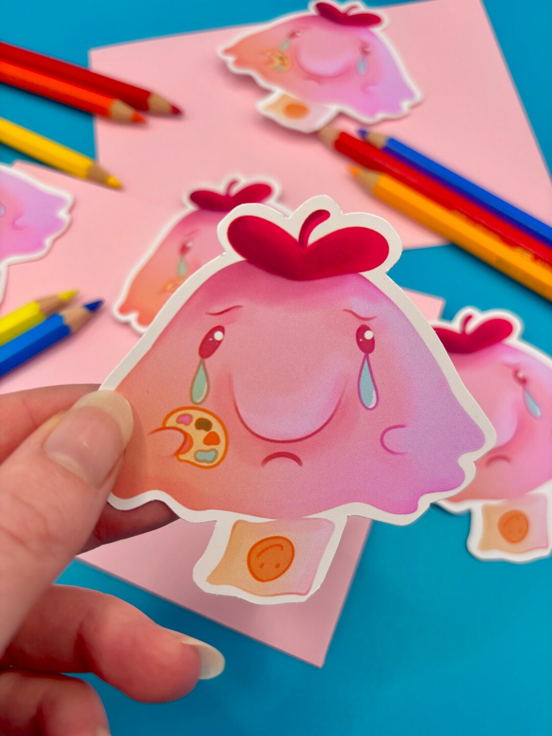 Holographic Matte Sticker, Sad Blob-fish Artist,waterproof. - Etsy