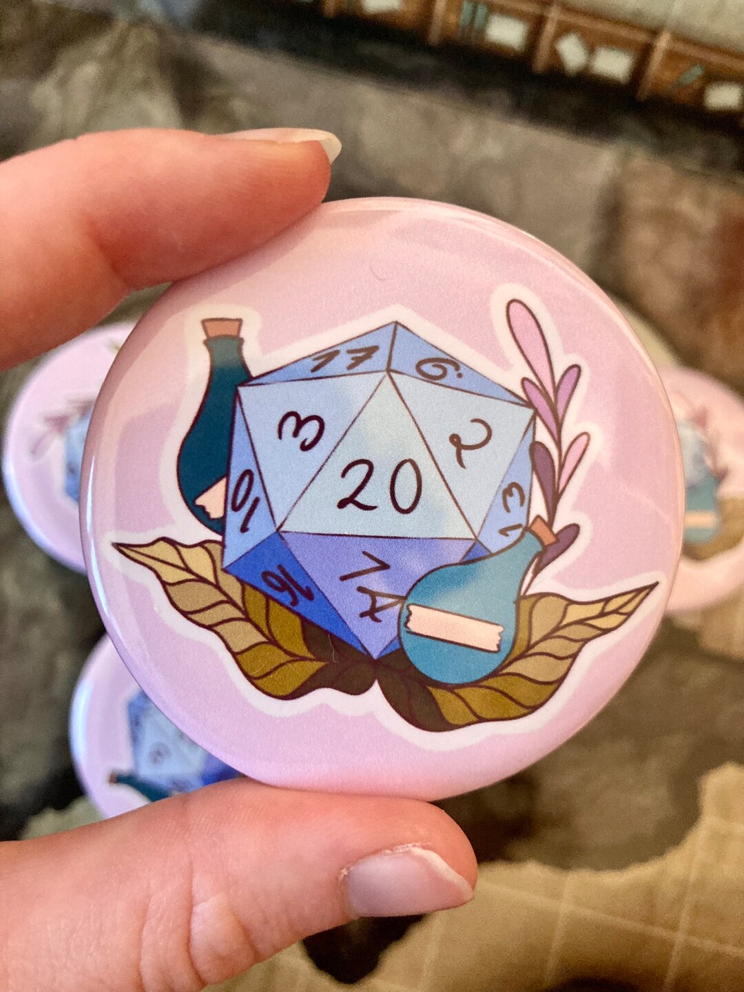 D 20 Dice Button Badge 58mm Baldur's Gate 3 D&D RPG Fan Art - Etsy