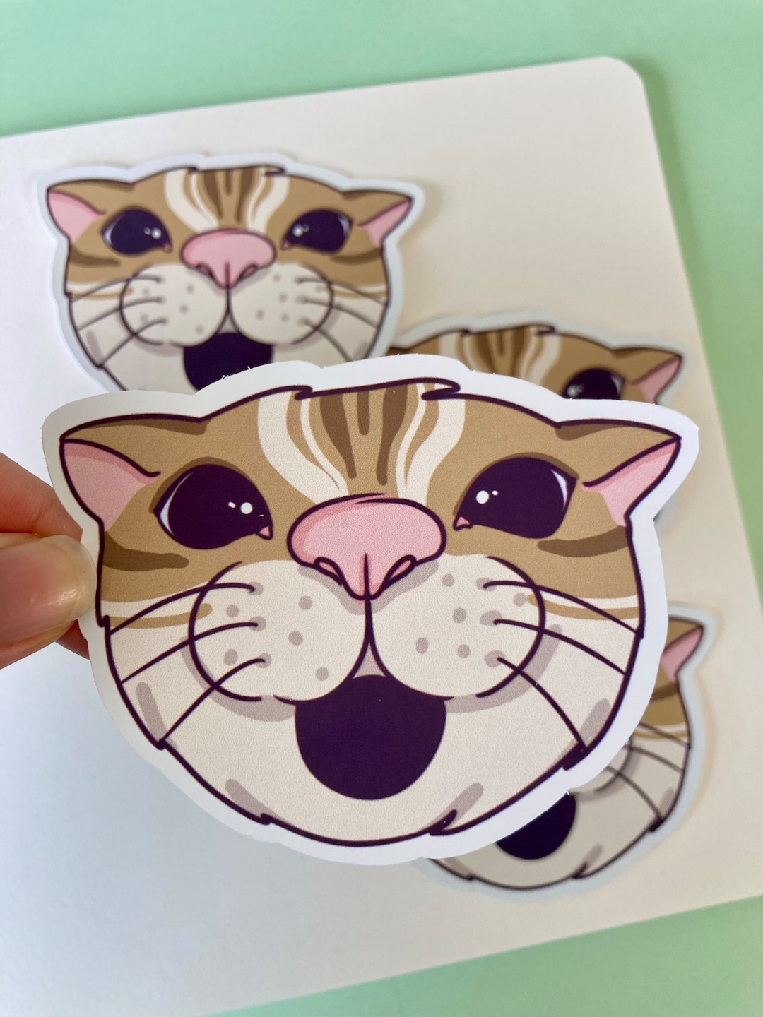 Staring Cat Sticker Meme, Matte Finish, Waterproof, Sticker, Journaling ...