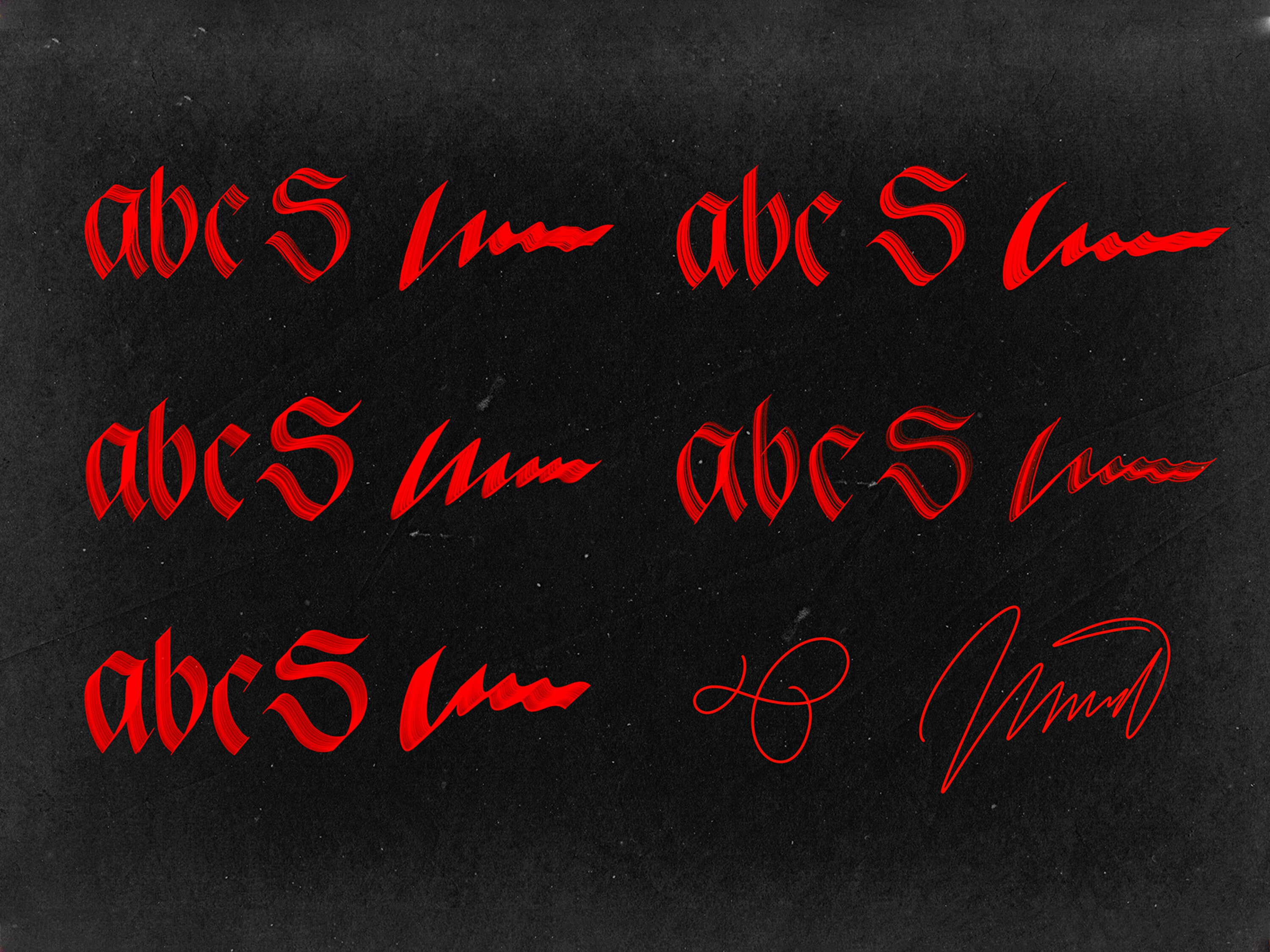 Calligraphy Procreate Brushes. Flat Blackletter Gothic Italic Graffiti ...