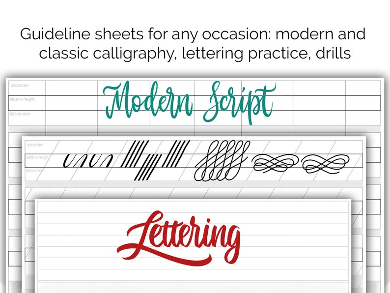 Guidelines & Grids Procreate Calligraphy Pack. Grid Templates ...