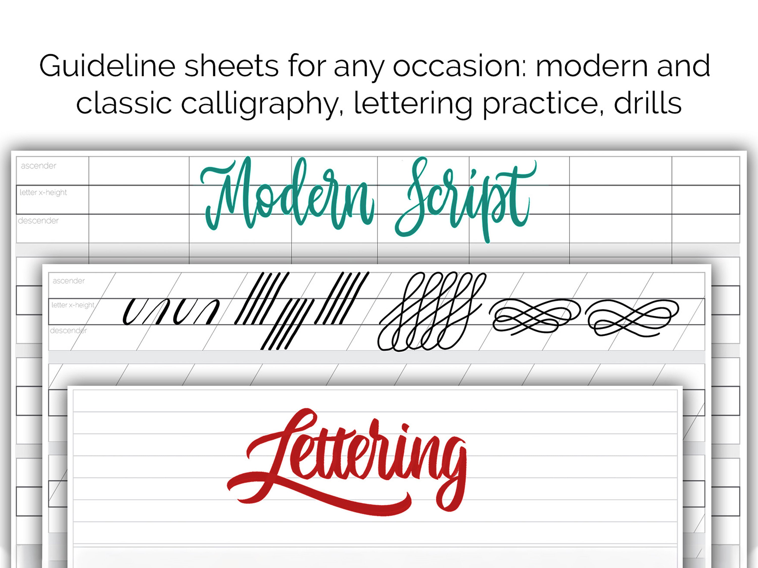 Guidelines & Grids Procreate Calligraphy Pack. Grid Templates ...