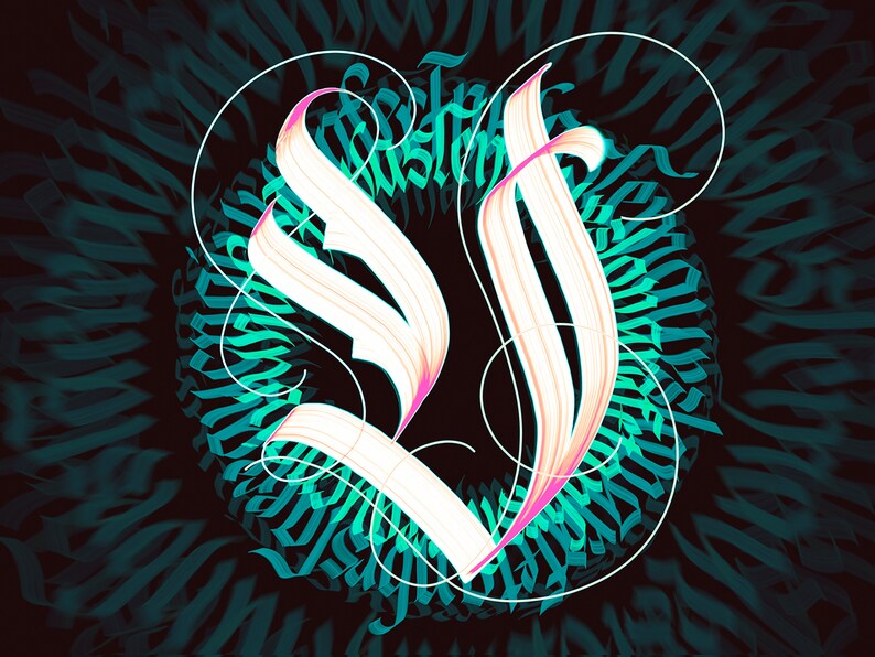 Calligraphy Procreate Brushes. Flat Blackletter Gothic Italic Graffiti ...