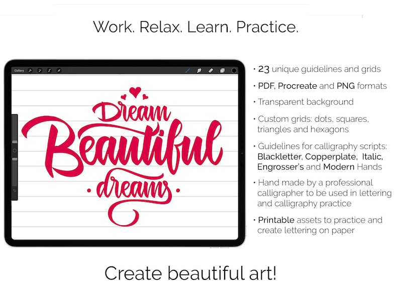 Guidelines & Grids Procreate Calligraphy Pack. Grid Templates ...