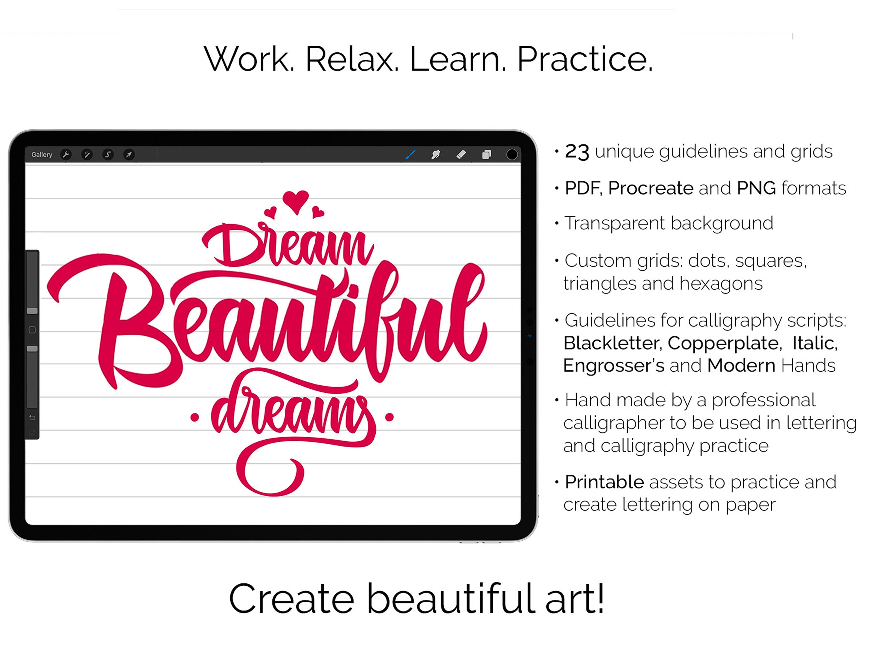 Guidelines & Grids Procreate Calligraphy Pack. Grid Templates ...