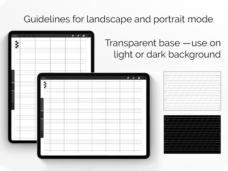 Guidelines & Grids Procreate Calligraphy Pack. Grid Templates ...