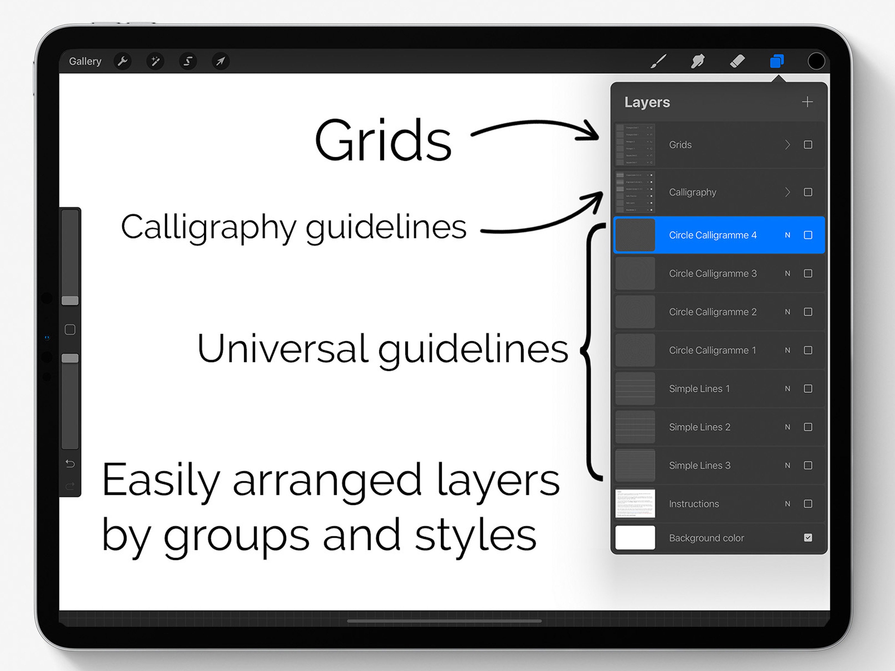 Guidelines & Grids Procreate Calligraphy Pack. Grid Templates ...