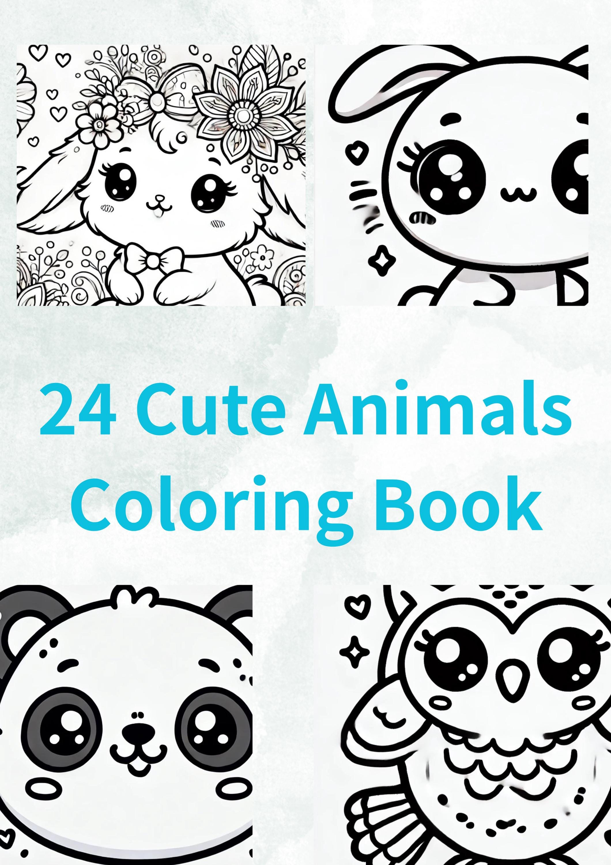 24 Cute Animals Colring Book - Etsy