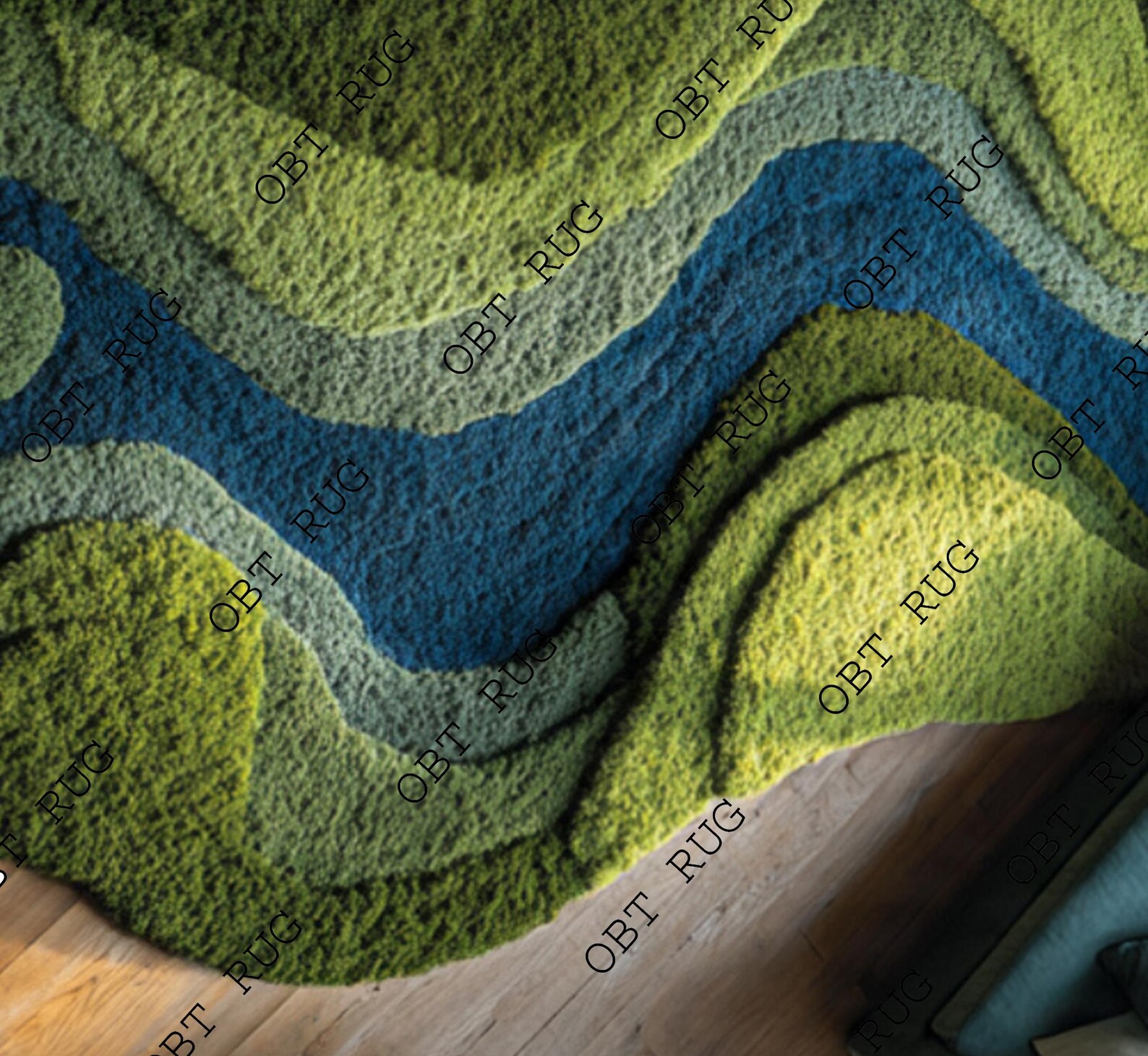 Handmade Green Moss Rug: Tufted Acrylic, Japandi Forest Decor - Etsy