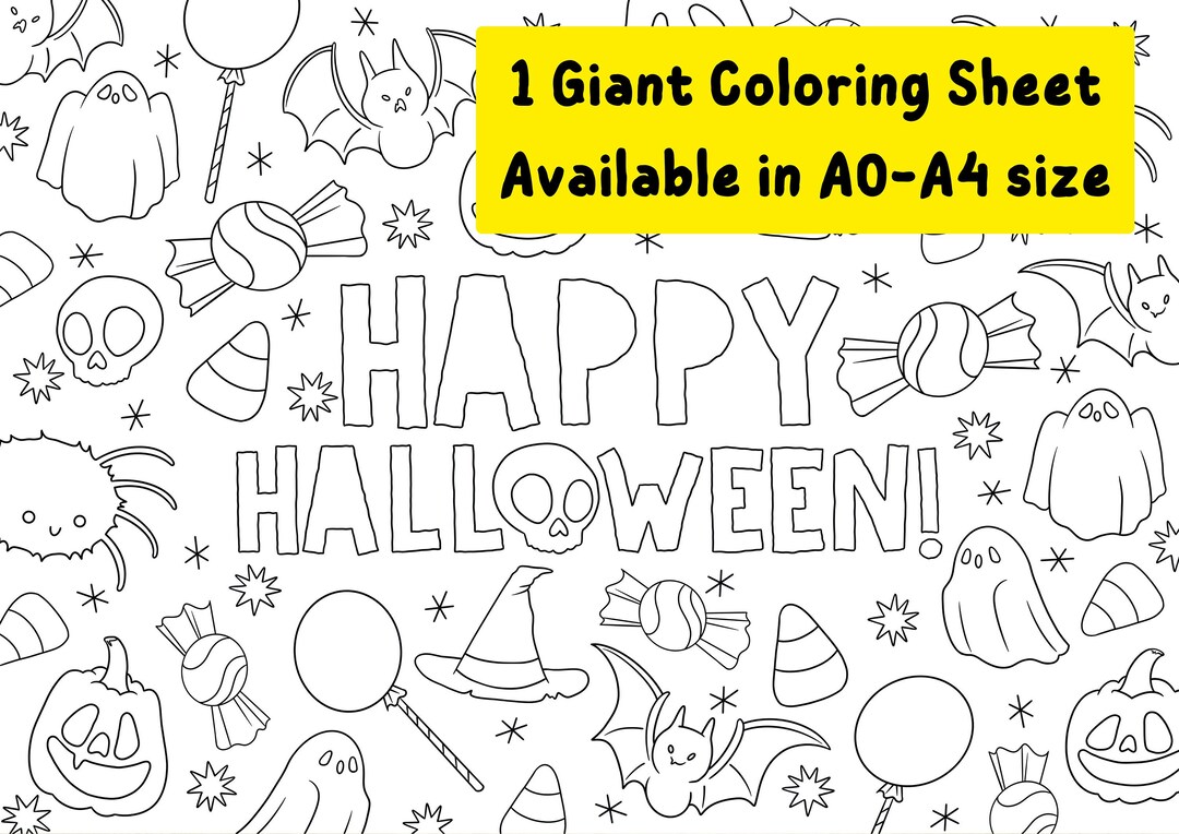 Giant Halloween Coloring Page, Large Coloring Poster for Children, Big ...