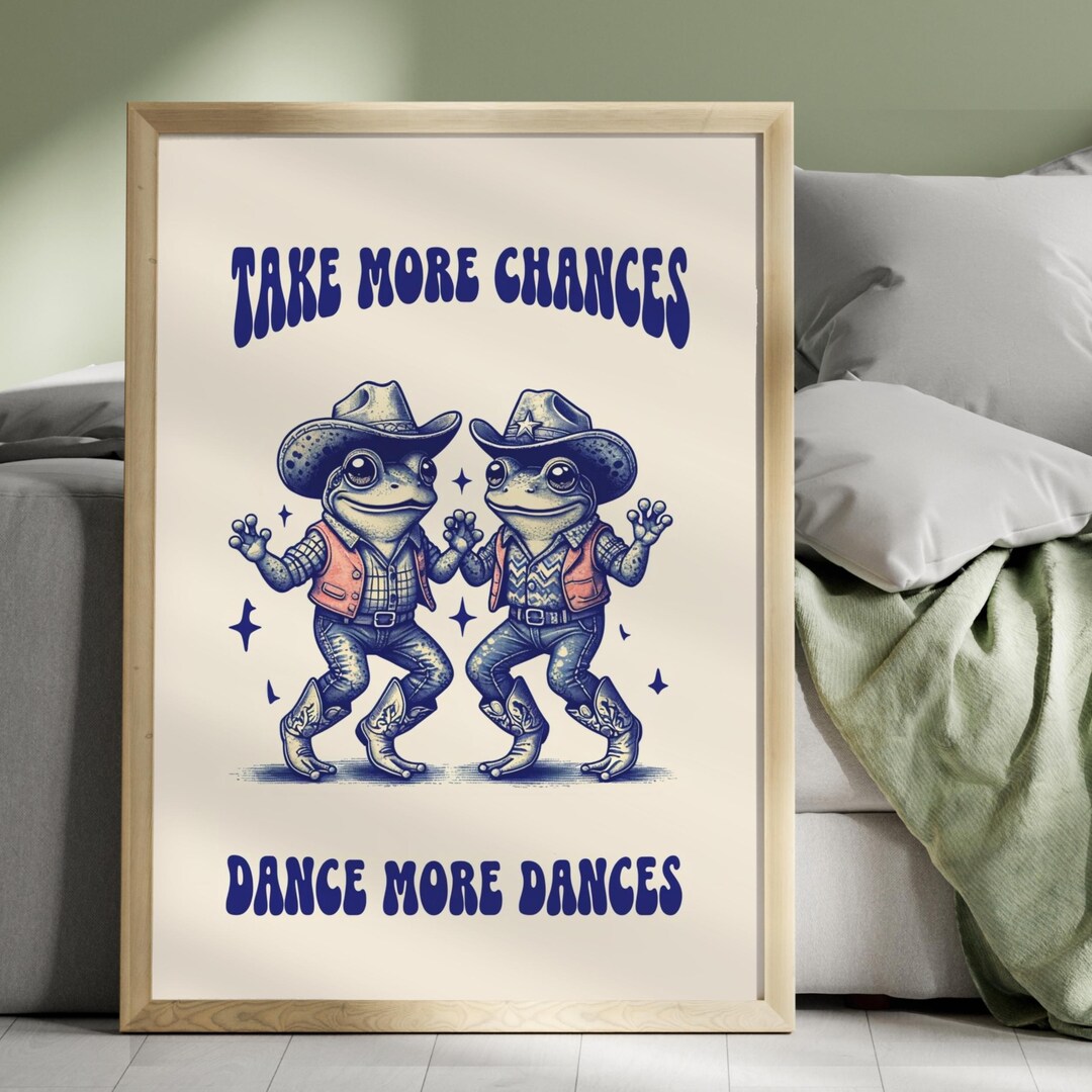 Western Frog Print Quirky Wall Art, Cowboy Frog, Funny Animal Poster ...