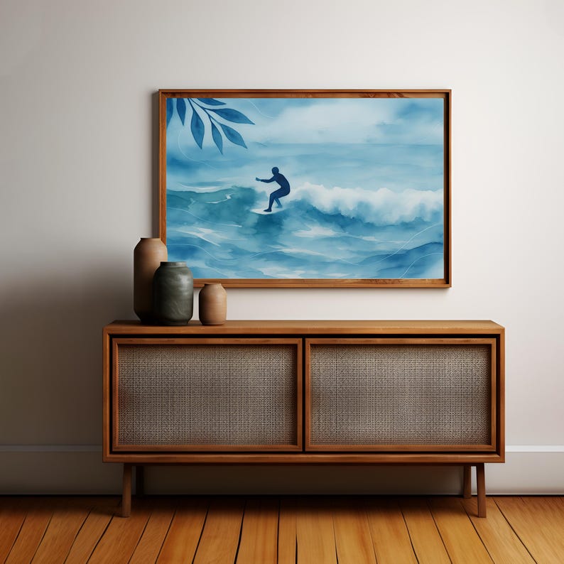 Surfer Wave Art Print – Beachy Coastal Decor, Surfing Painting - Etsy