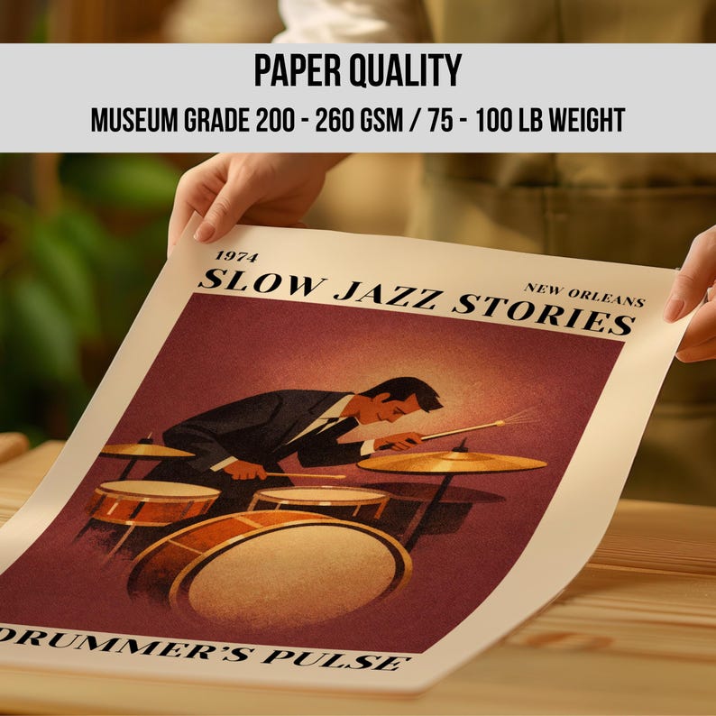 Rhythm Pulse Jazz Poster, Drummer Wall Art, Music Room Living Room ...