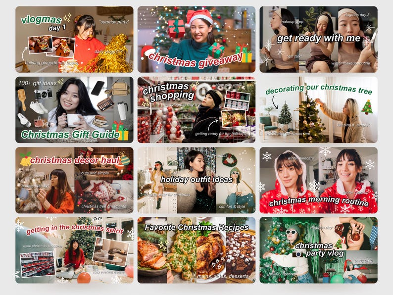 25 Vlogmas Youtube Thumbnails: Christmas Vlog Canva Templates - Etsy