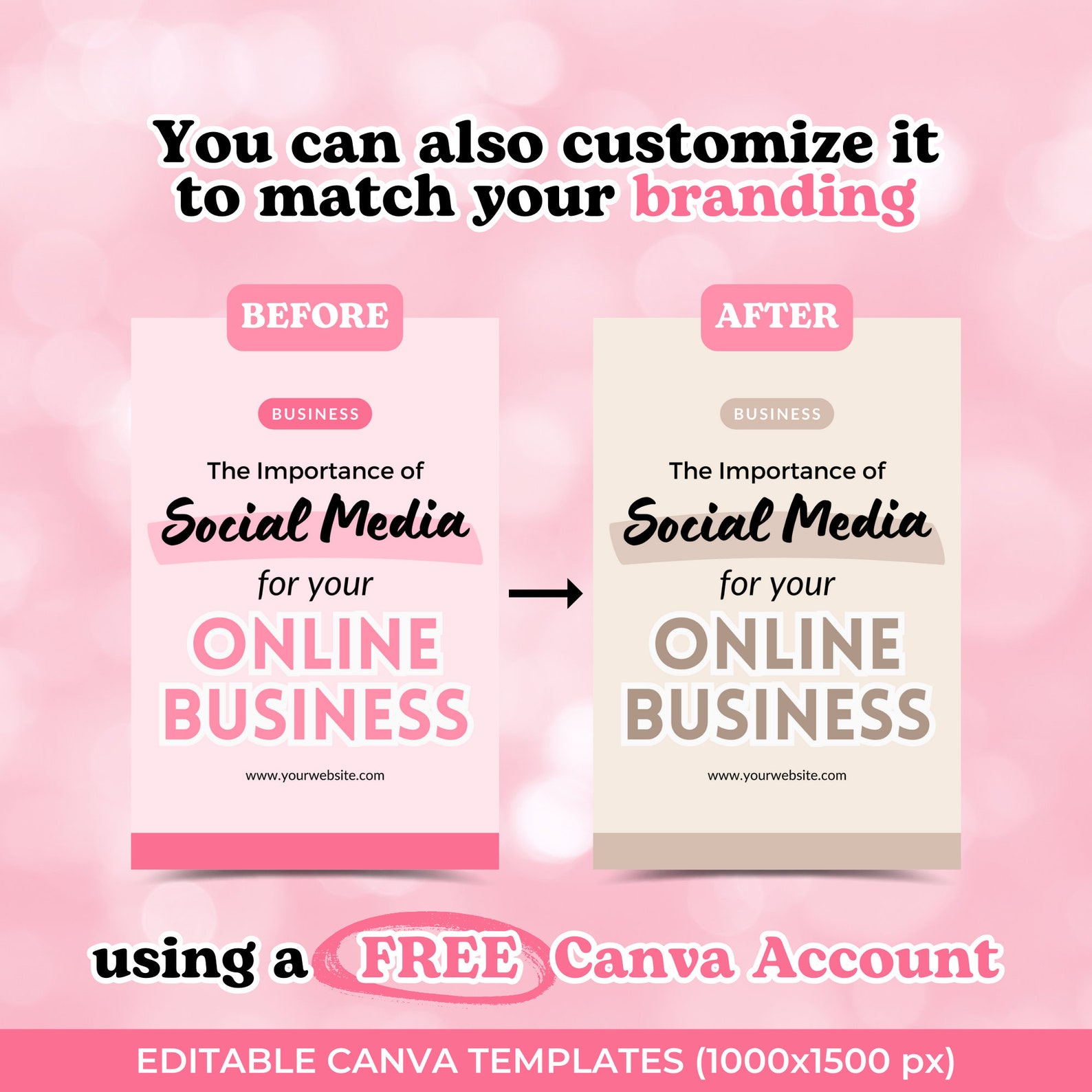 Pink Pinterest Templates for Canva: Bloggers & Coaches (digital ...