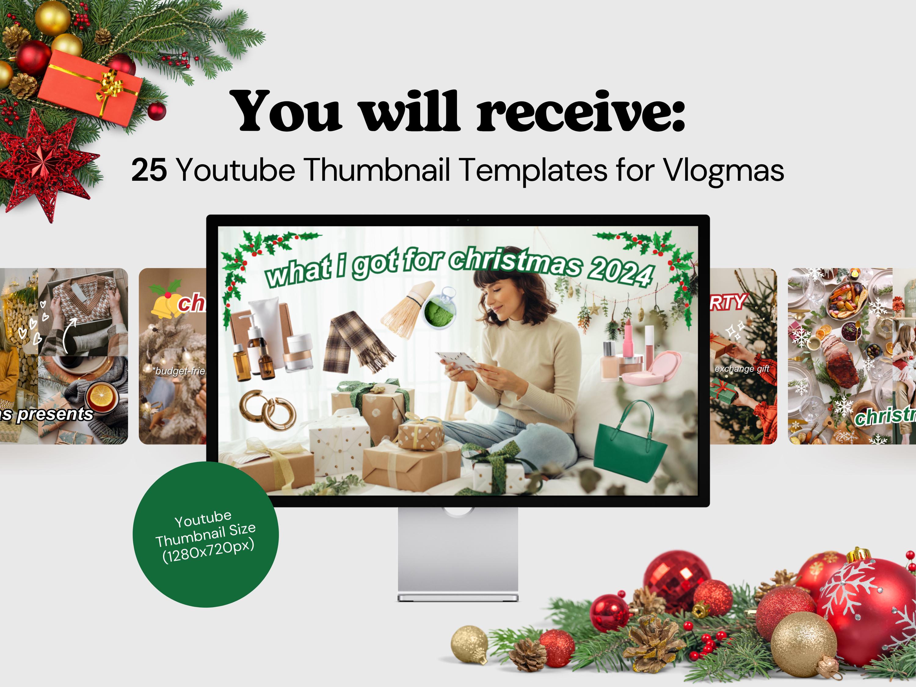 25 Vlogmas Youtube Thumbnails: Christmas Vlog Canva Templates - Etsy