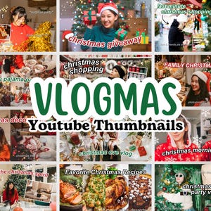 25 Vlogmas Youtube Thumbnails: Christmas Vlog Canva Templates - Etsy