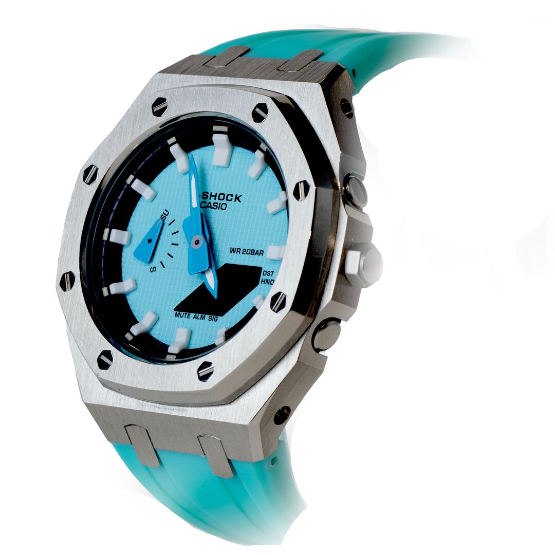 Casioak Custom Stainless Steel Rubber Band Casio G-SHOCK GA2100 Tiffany ...