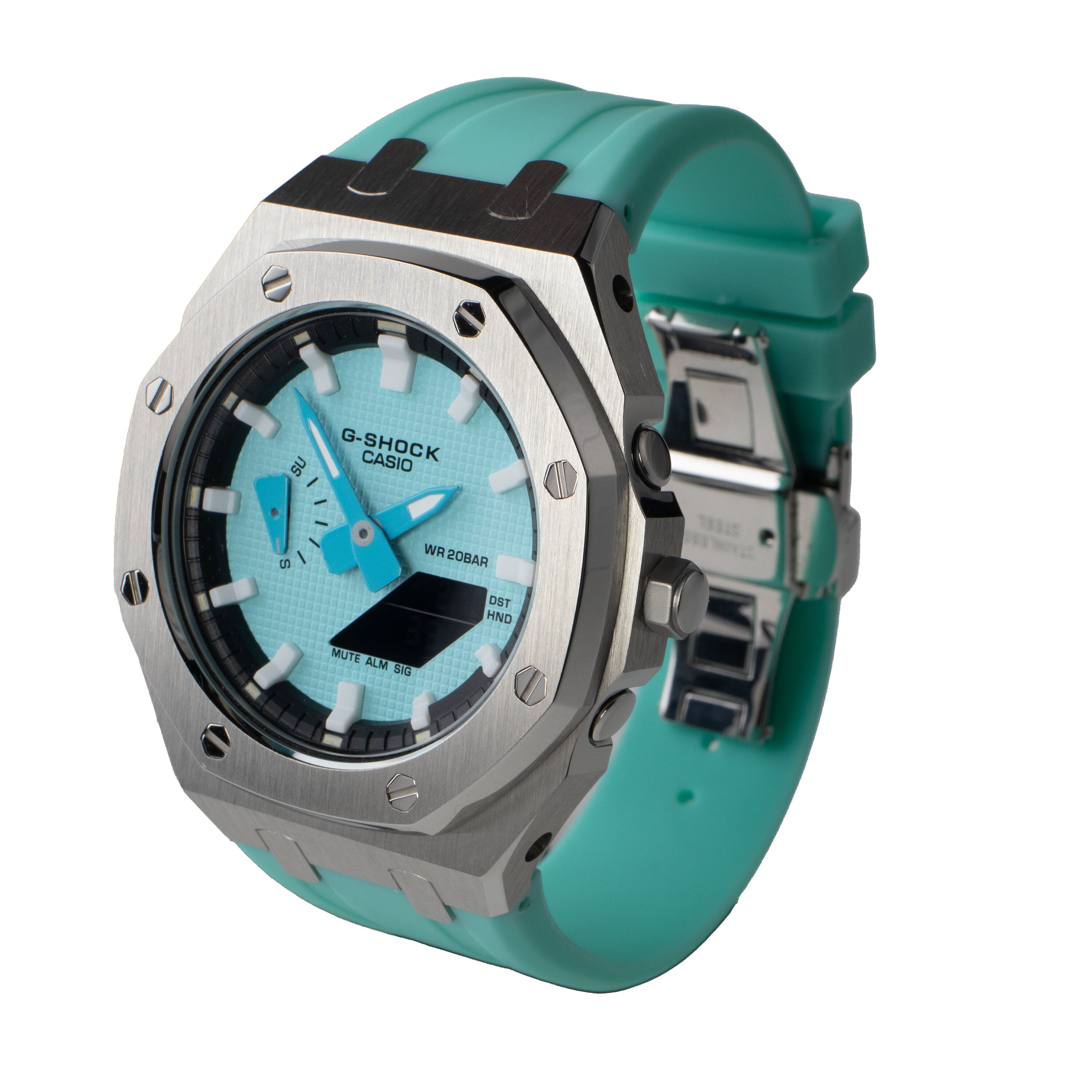 Casioak Custom Stainless Steel Rubber Band Casio G-SHOCK GA2100 Tiffany ...