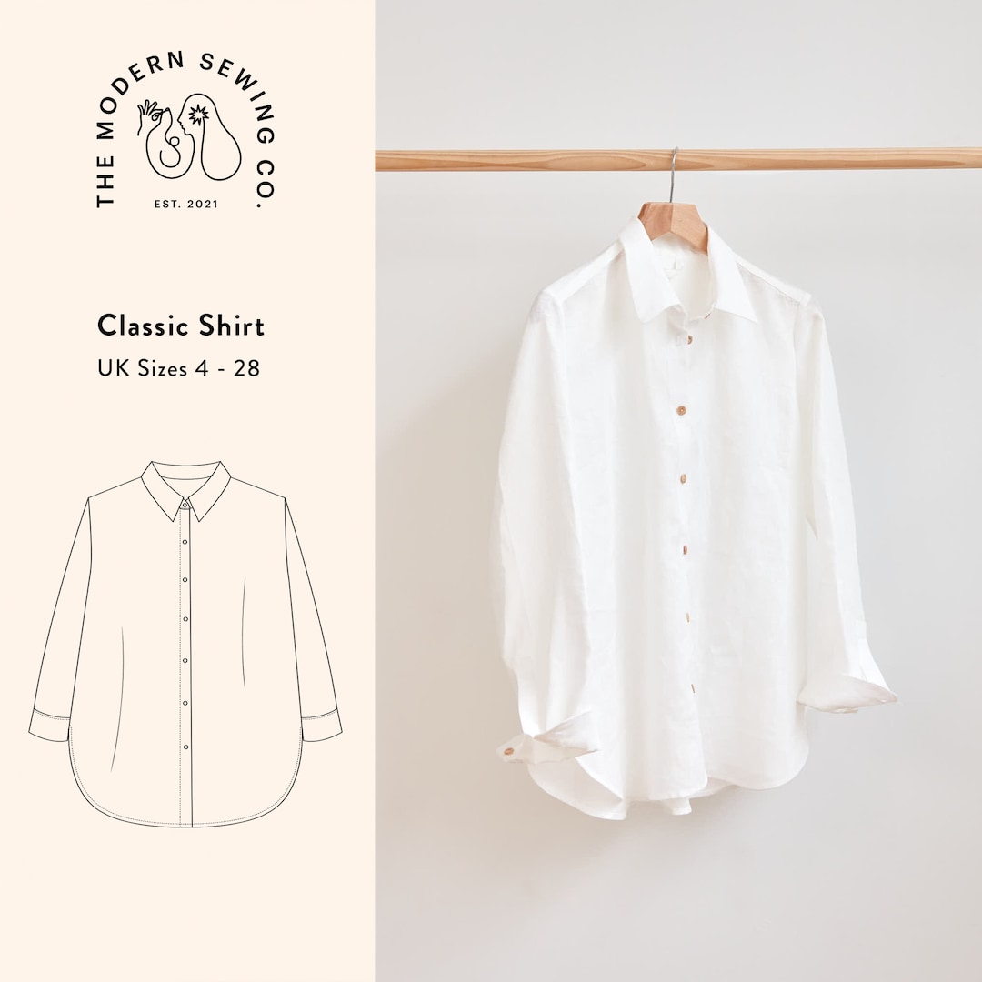 Classic Shirt, PDF Sewing Pattern, Uk Size 4-28, US 0-24, EU 32-56 - Etsy