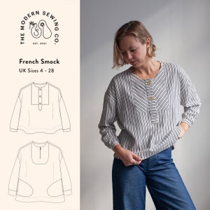 French Smock, PDF Sewing Pattern, Uk Size 4-28, US 0-24, EU 32-56 - Etsy