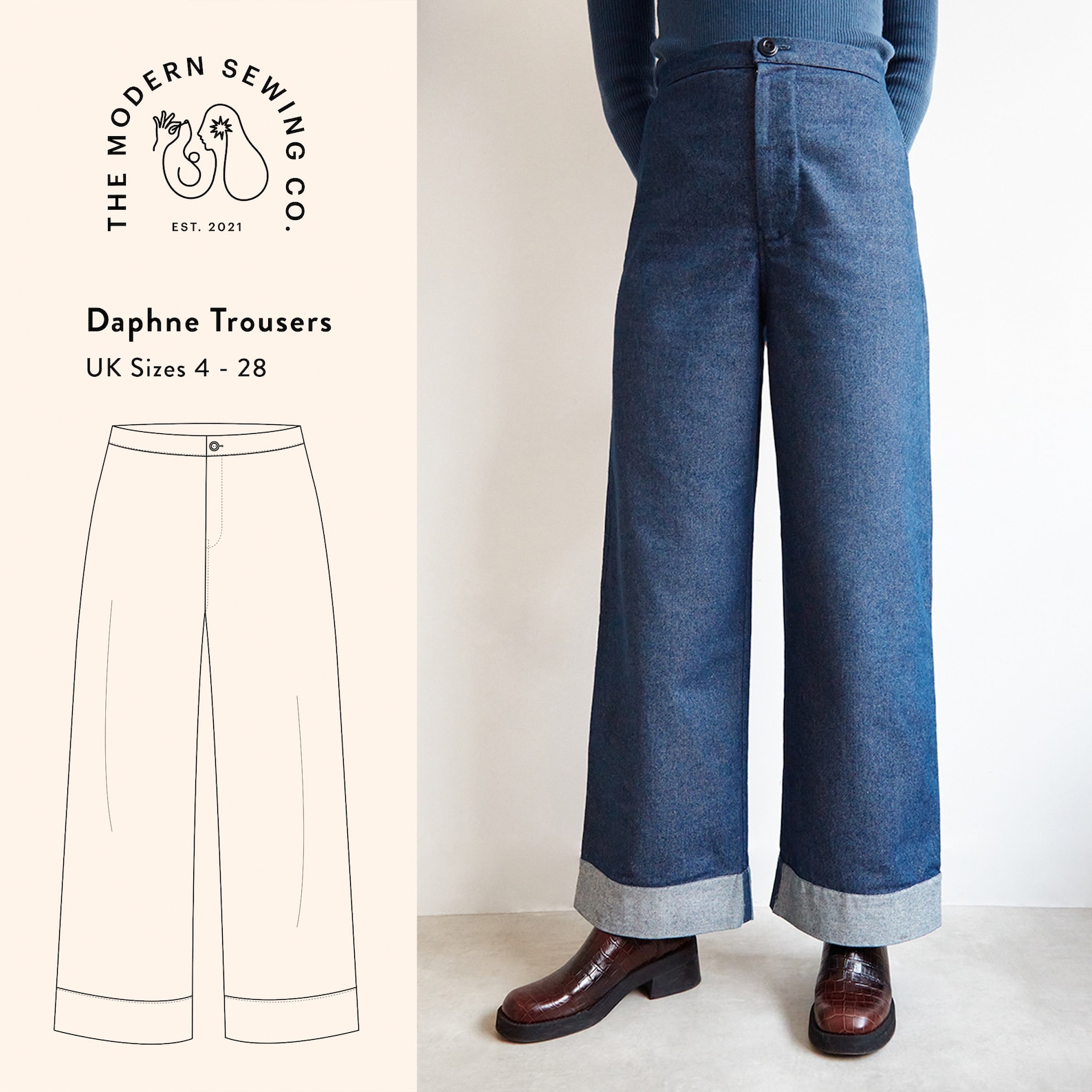 Daphne Trousers, PDF Sewing Pattern, Uk Size 4-28, US 0-24, EU 32-56 - Etsy