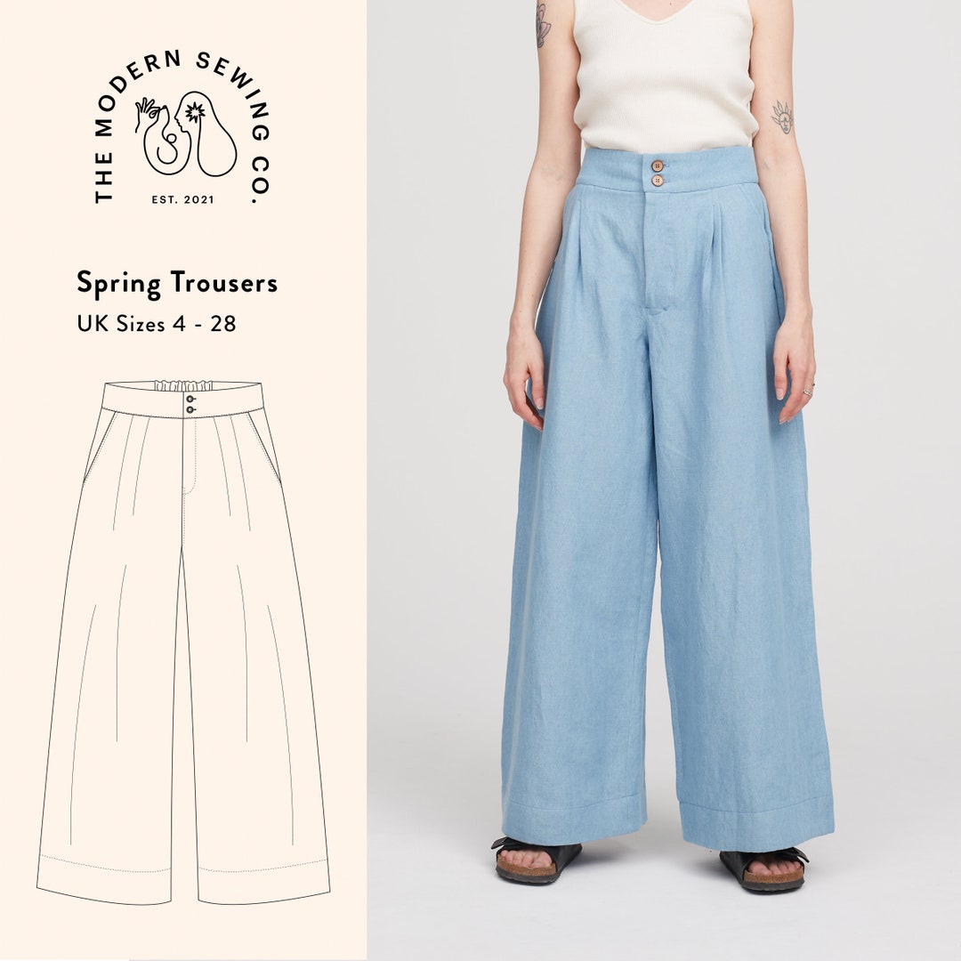 Spring Trousers, PDF Sewing Pattern, UK Size 4-28 - Etsy