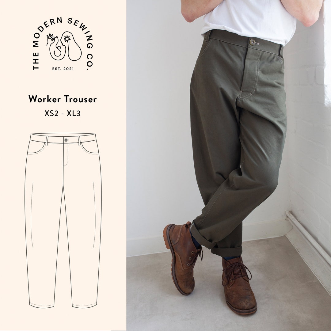 Men's Worker Trousers, PDF Sewing Pattern, XS2 - XL3 - Etsy