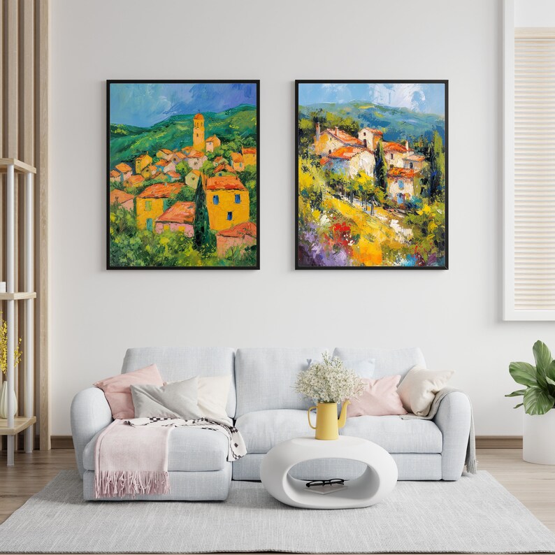 French Countryside Abstract Modern Art Set. Abstract Art Print Set of 3 ...