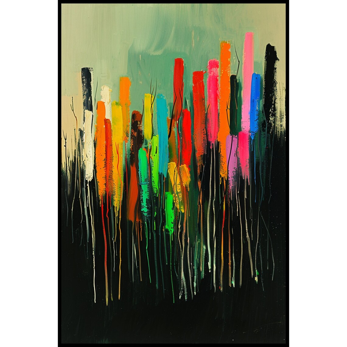 Wildflowers Abstract Modern Art Set Digital Wall Art Abstract Art Print ...