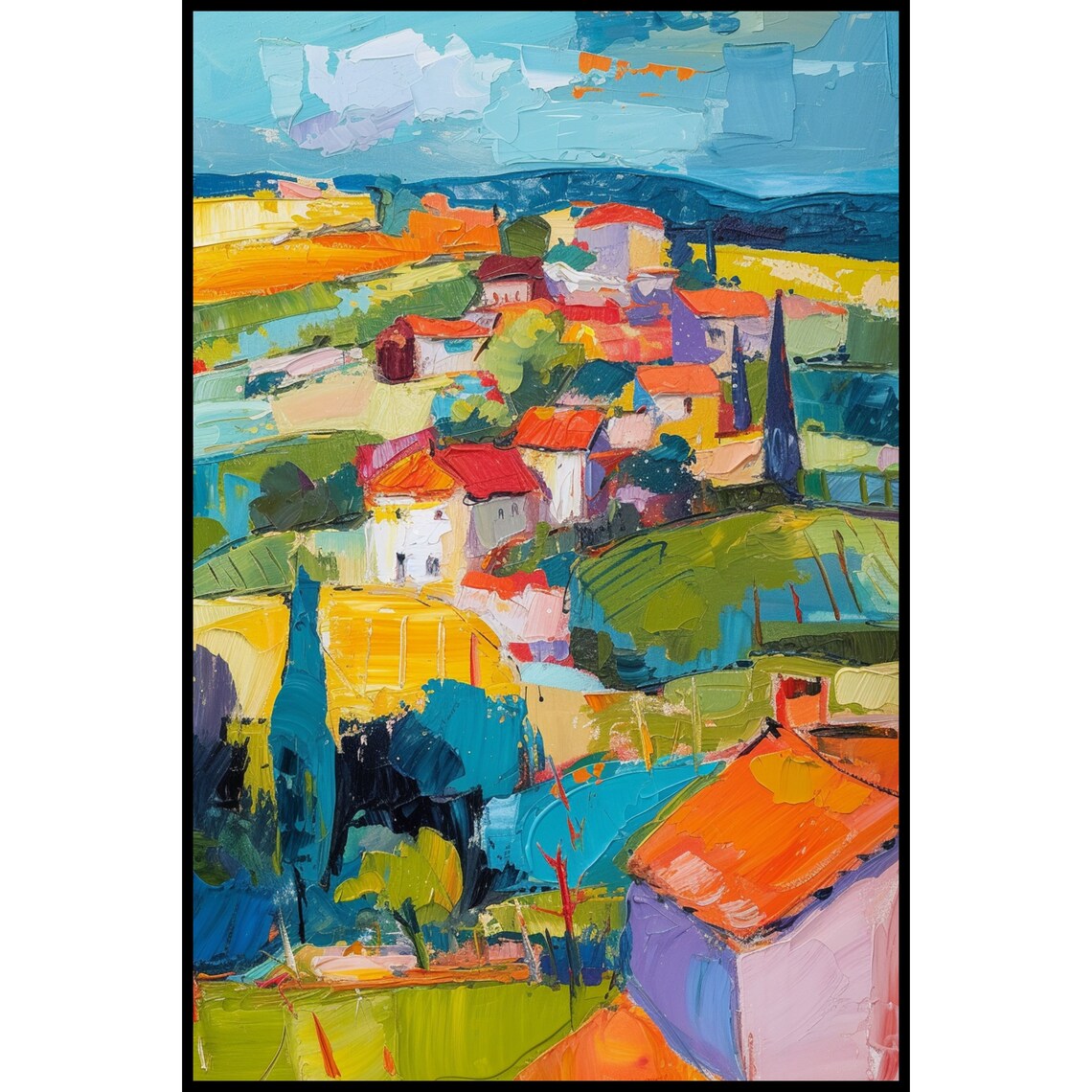 French Countryside Abstract Modern Art Set. Abstract Art Print Set of 3 ...