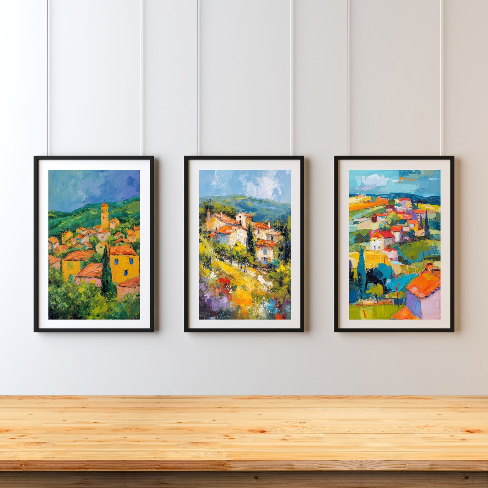 French Countryside Abstract Modern Art Set. Abstract Art Print Set of 3 ...