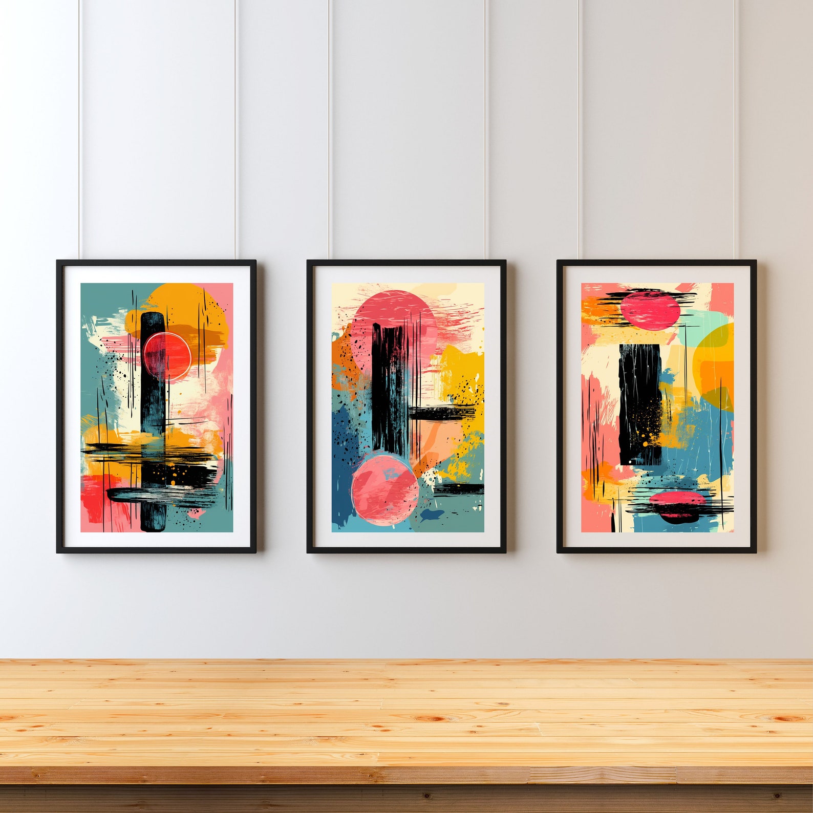 Abstract Modern Art Set Digital Wall Art Abstract Art Print Set of 3 ...