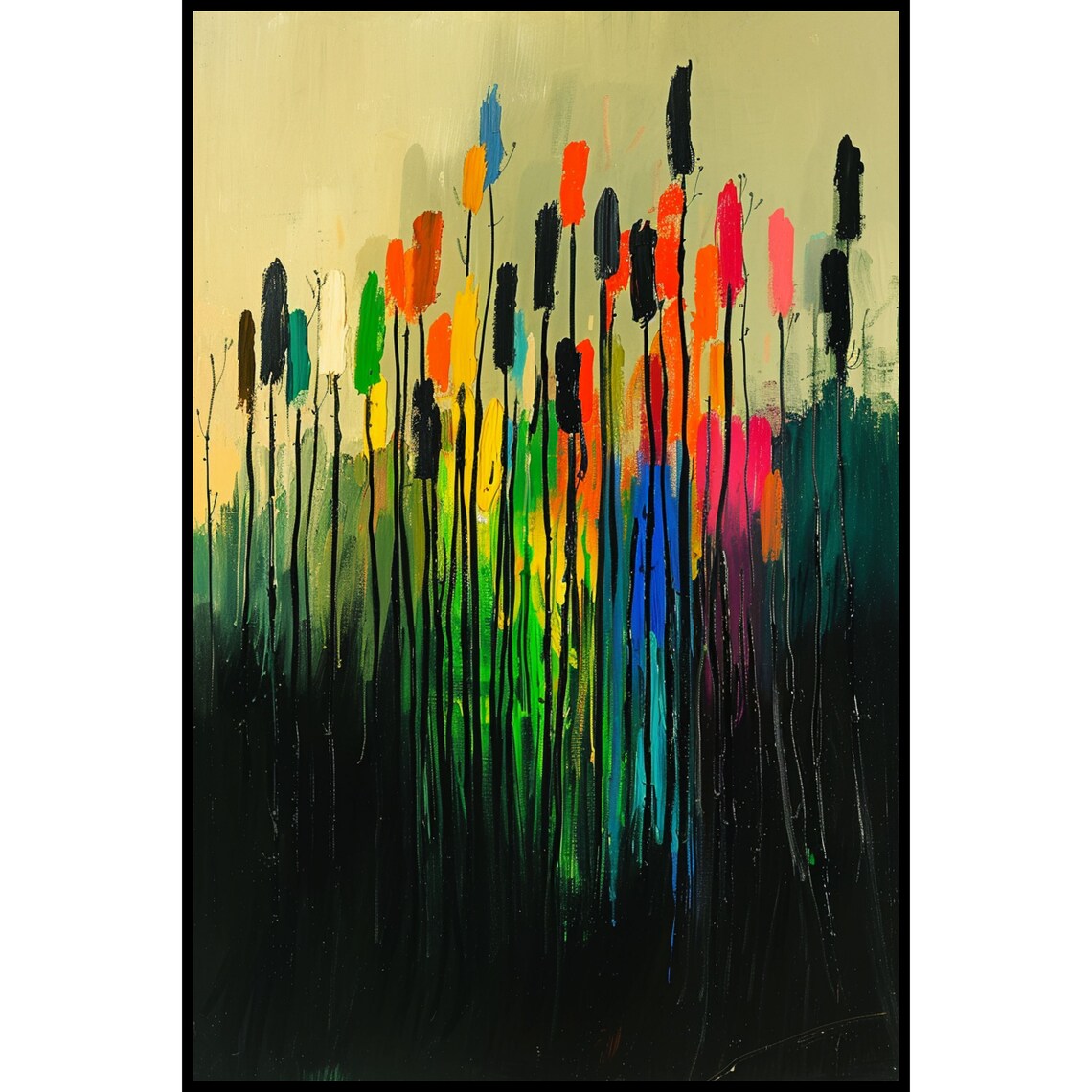 Wildflowers Abstract Modern Art Set Digital Wall Art Abstract Art Print ...