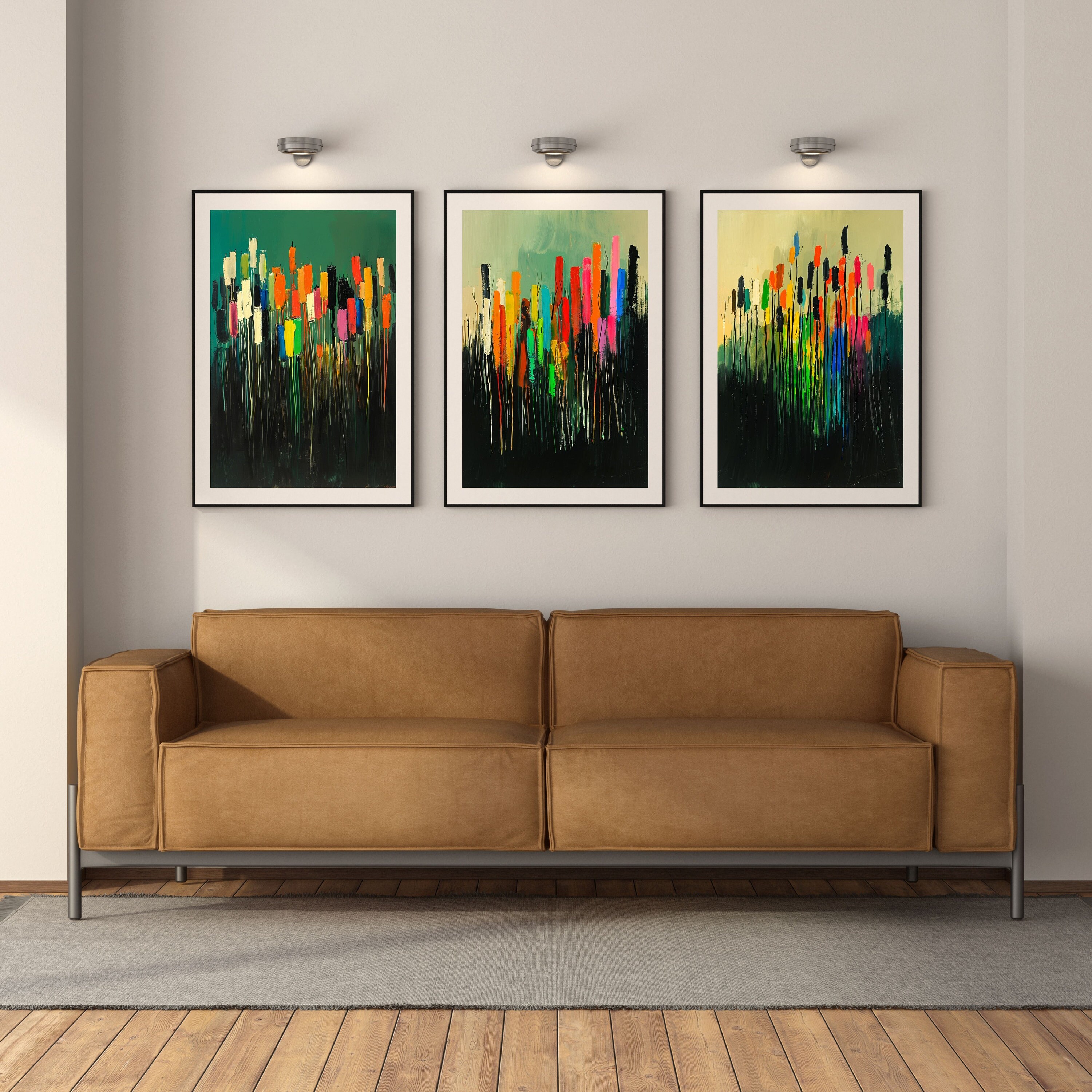 Wildflowers Abstract Modern Art Set Digital Wall Art Abstract Art Print ...
