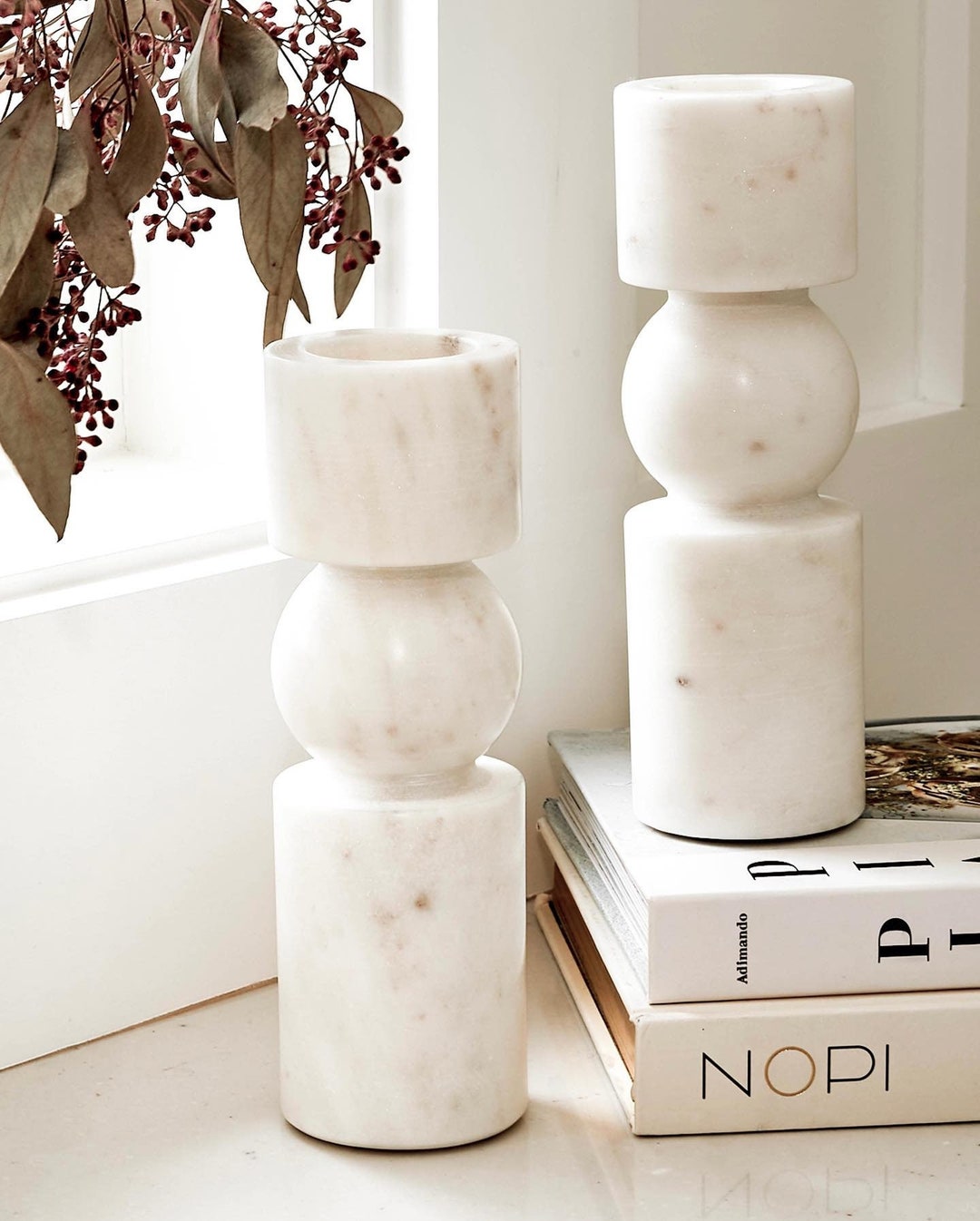 White Marble Piller Candle Holder Centre Piece Item for Gift Home Decor ...