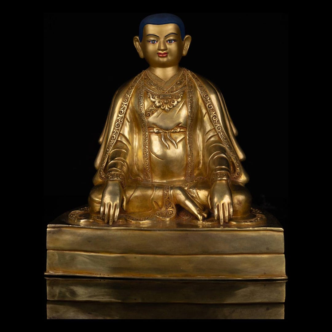 Handcrafted Copper Marpa Lotsawa Statue: 24K Gold Gilded Figurine - Etsy