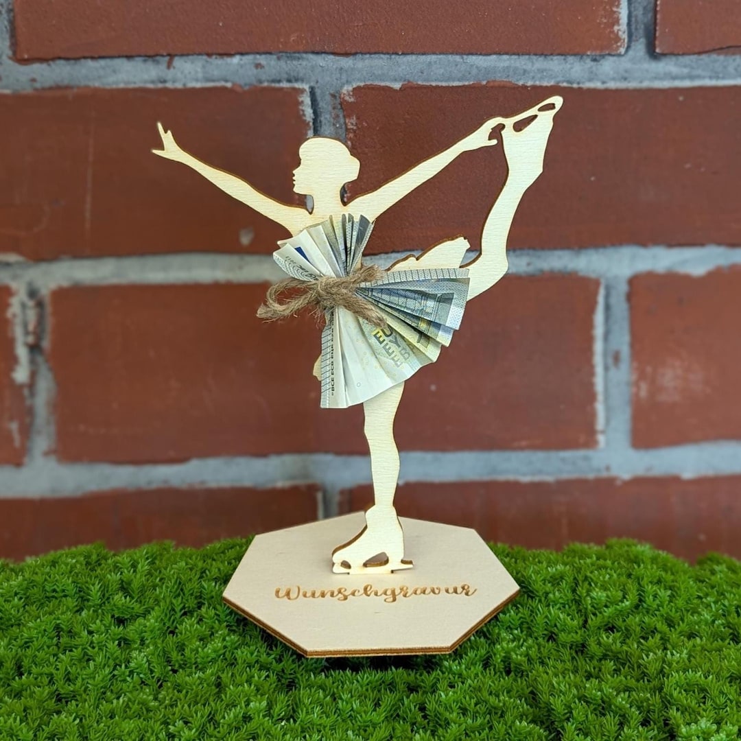 Figure Skater Cash Gift - Wooden Packaging - Ice Skating Display ...