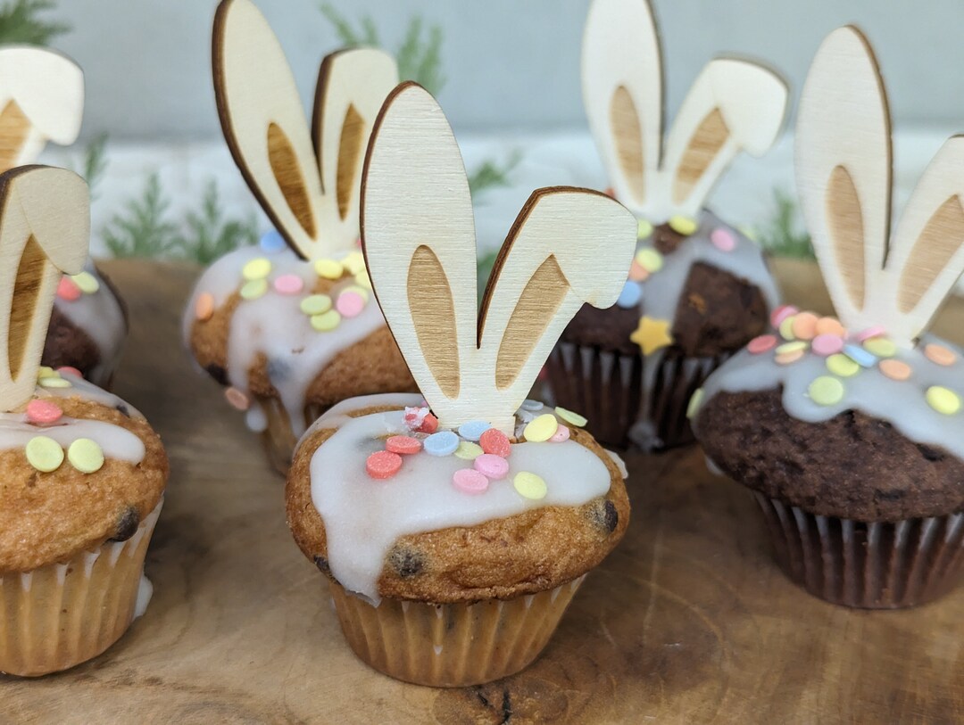Mini Muffin Decorations With Bunny Ears for Easter - Cute Bunny Muffin ...