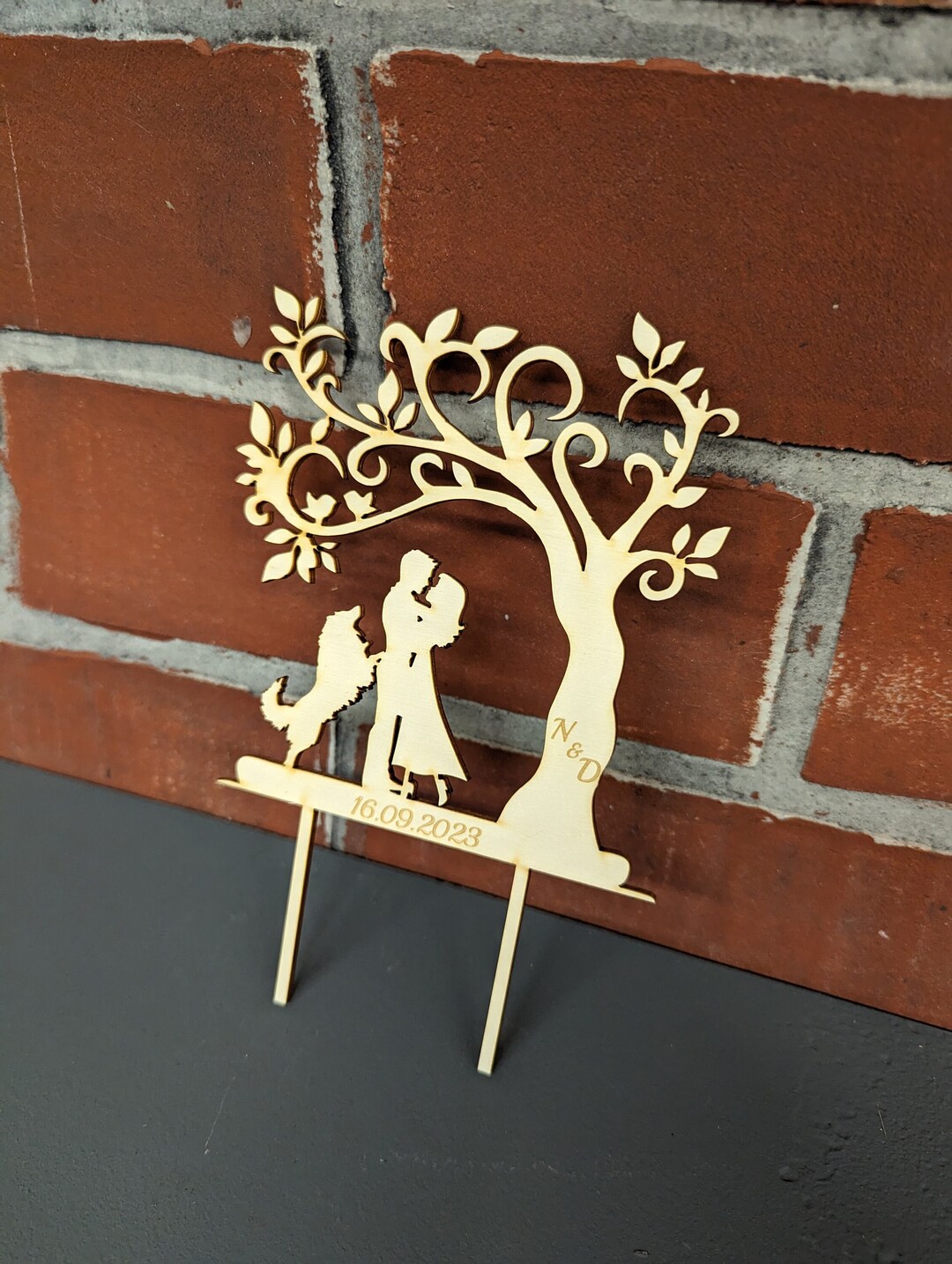 Bridal Couple With Dog Cake Topper Wedding Cake Topper Personalized ...