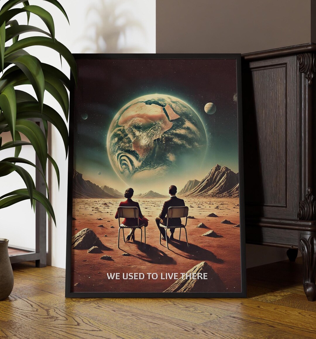 Retro Space 70's Surreal Poster Decor Wall Art Printable - We Used to ...