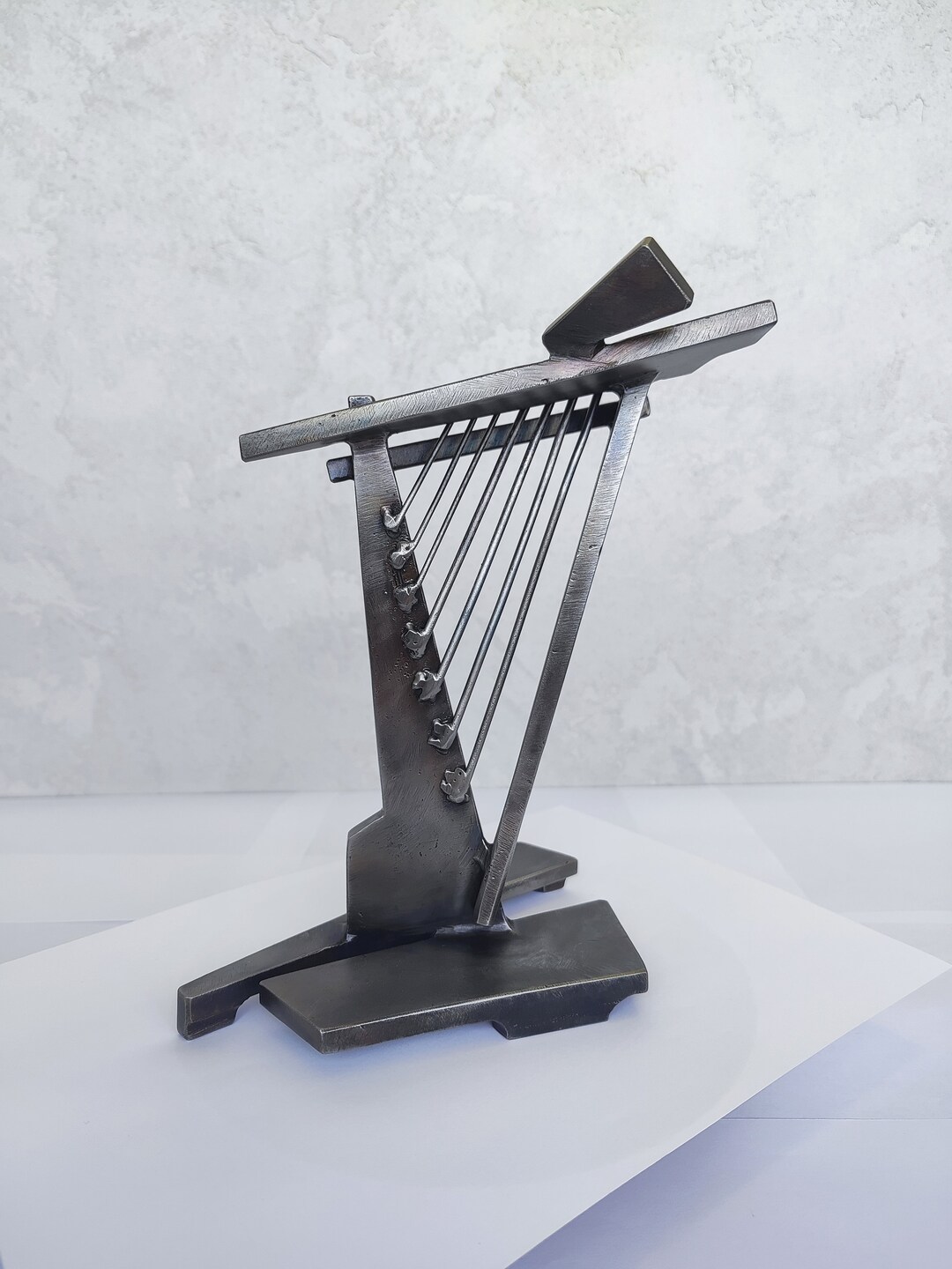 Modern Handcrafted Harp Art: Abstract Steel Sculpture for Home or ...