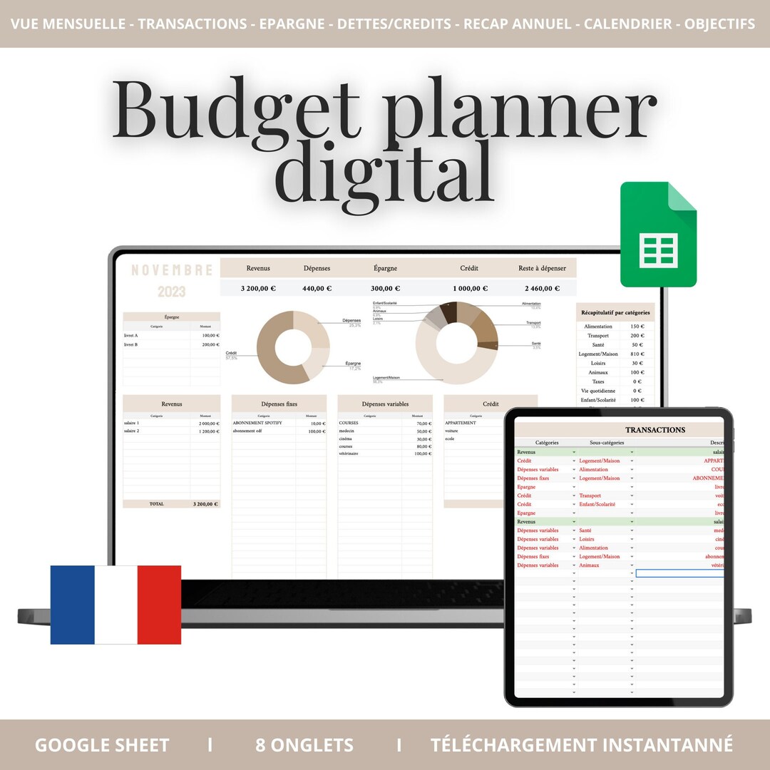 Digital Budget Planner I Budget Manager I Google Sheet Budget I French ...