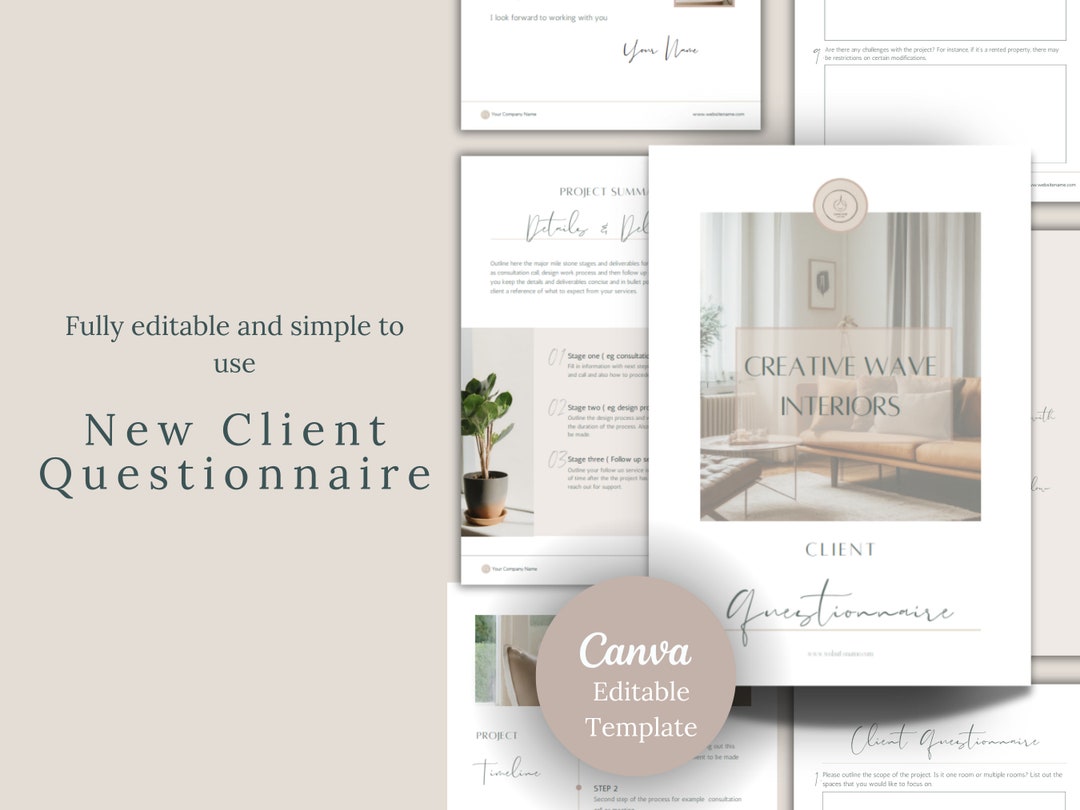 Interior Design Client Questionnaire | Client Onboarding | Design ...