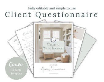 Interior Design Client Questionnaire Client Onboarding Design Consultation Questionnaire Form ...