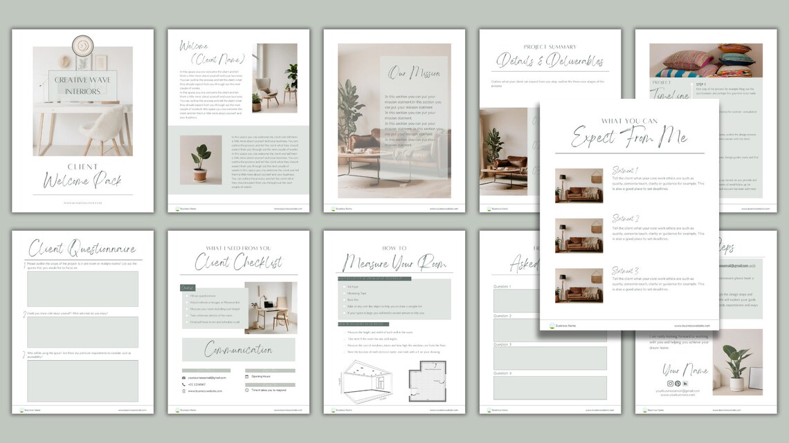 Interior Design Client Welcome Pack Canva Template in A4 and US Letter ...